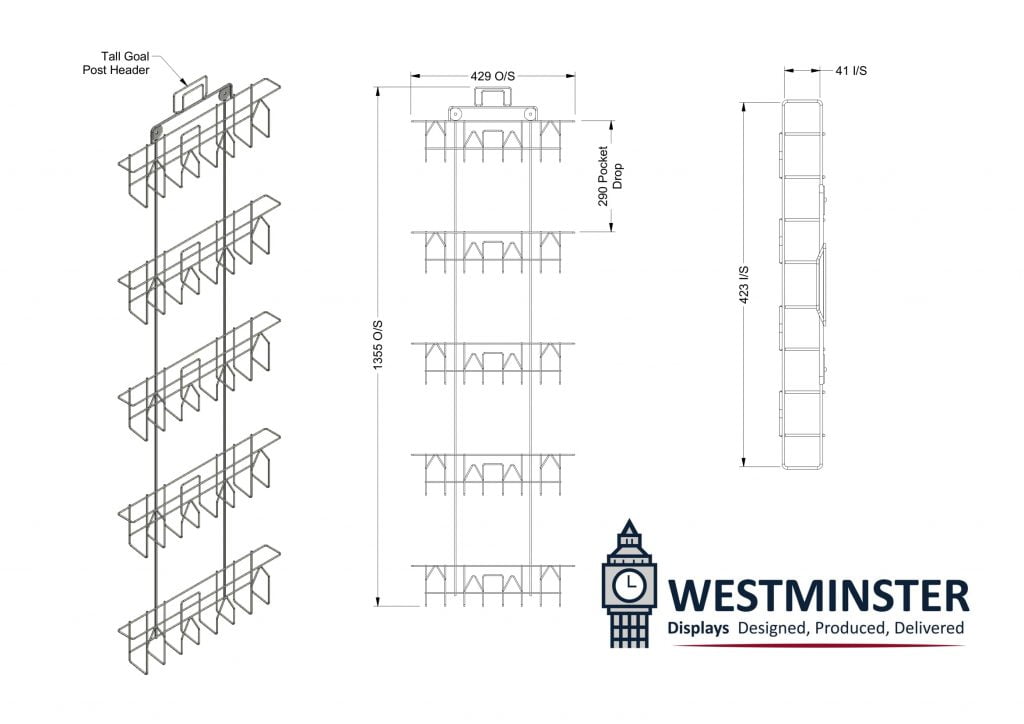 Card Wall Mounted Display (5 Adjustable Pockets) | Westminster Wire ...