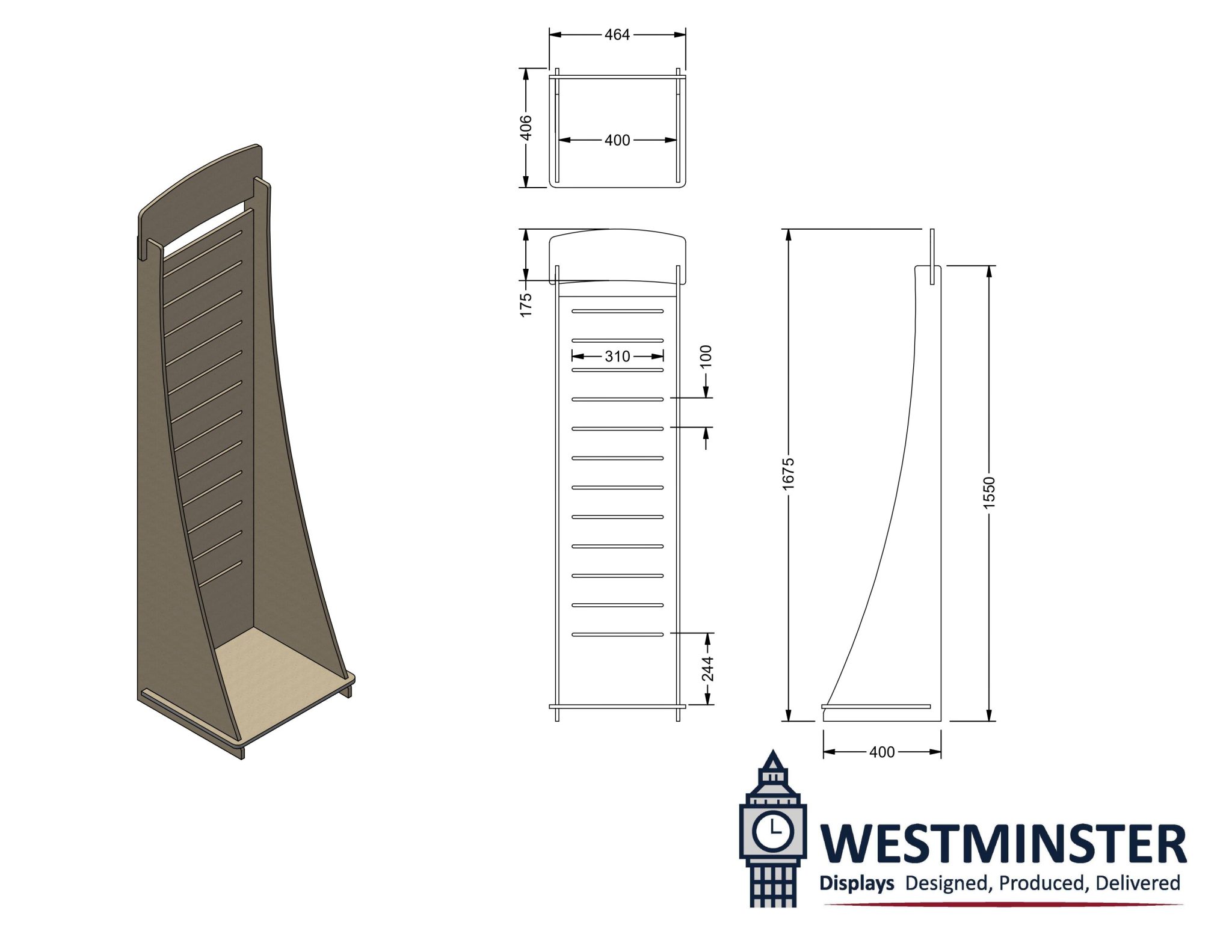 Retail Slatwall Display Stand 464mm wide - Plywood | Westminster Wire ...